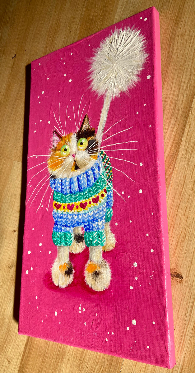 'Cosyknit Kitty' painting – Kim Haskins Art